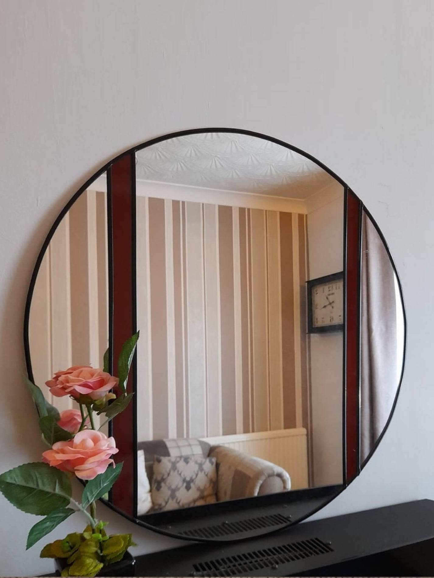 Round Modern in Red Circle Wall Mirror